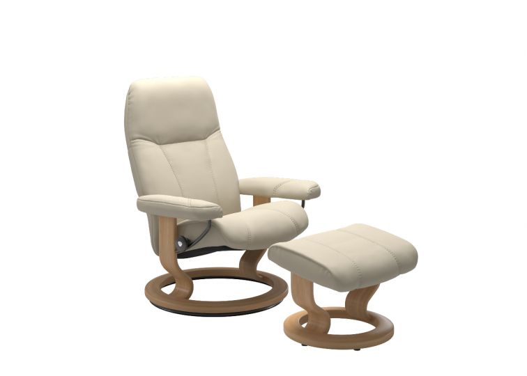 Stressless Consul Classic Recliner Chair with Footstool Quick Ship ...